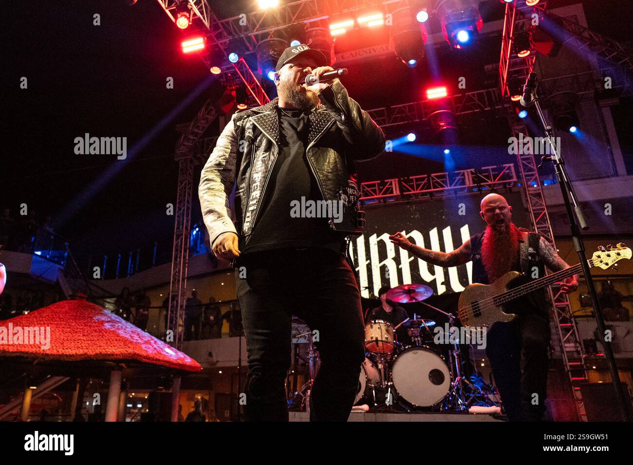 Brandon Saller of Atreyu performs on board the Carnival Magic during ...