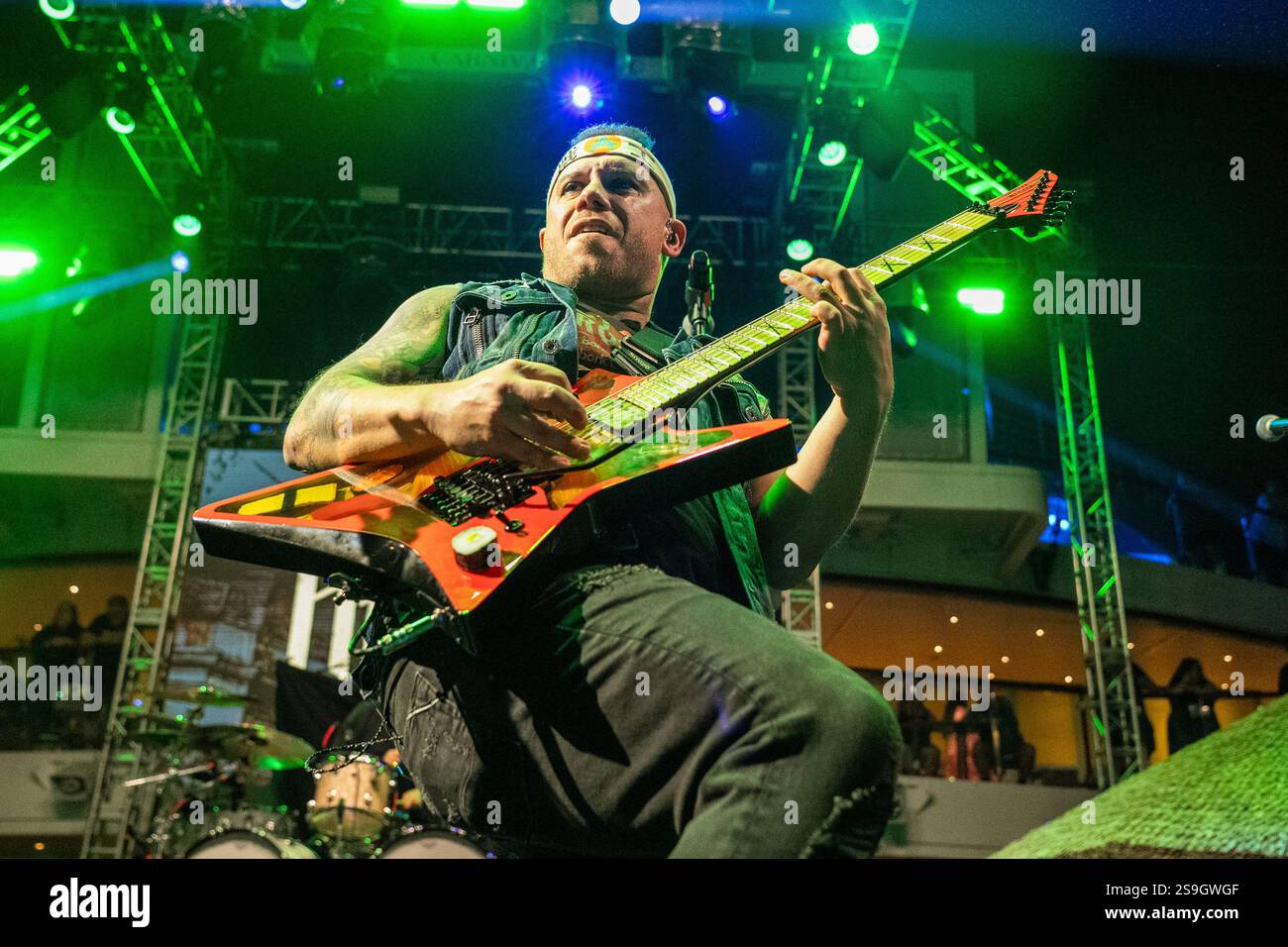 Dan Jacobs of Atreyu performs on board the Carnival Magic during day ...