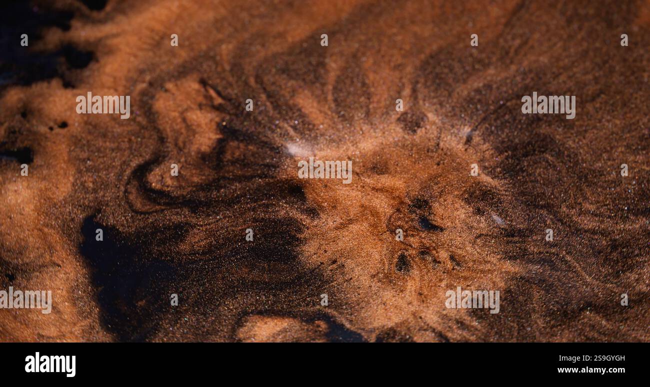 Art magma. Shimmering explosion. Orange paint lava eruption volcano ...