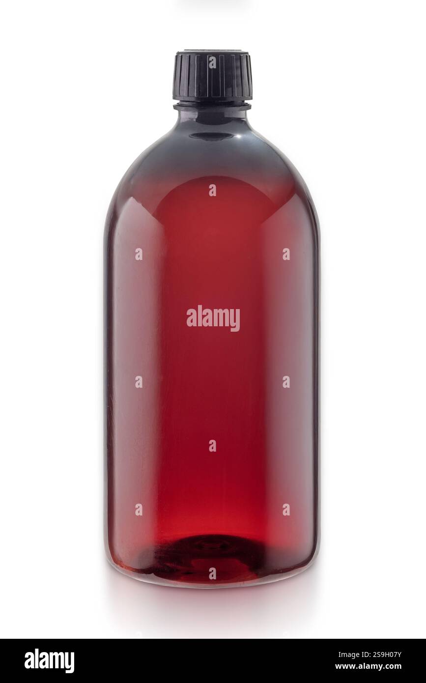 Large plastic bottle for medicines and chemicals isolated on white with ...