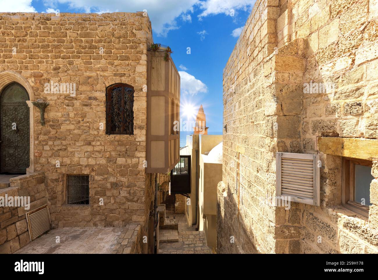 Israel, Tel Aviv Namal Yafo historic Old Jaffa port with art galleries ...