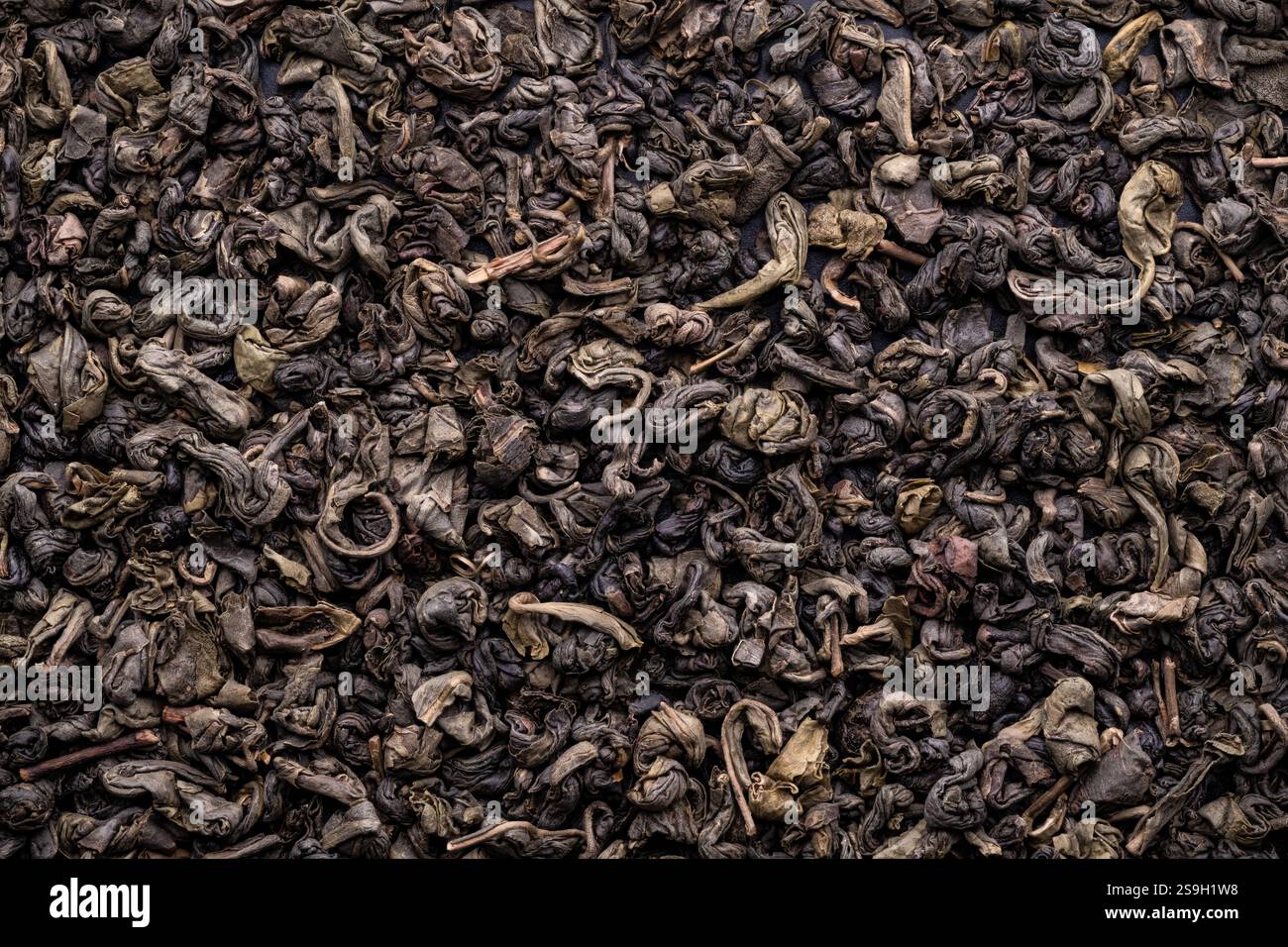 green tea Gunpowder tea stacks top view Stock Photo - Alamy