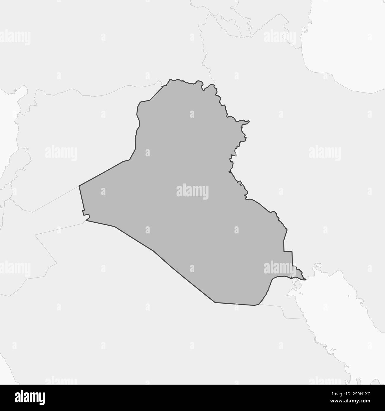 Map of Iraq and nearby countries, Iraq is highlighted in gray Stock ...