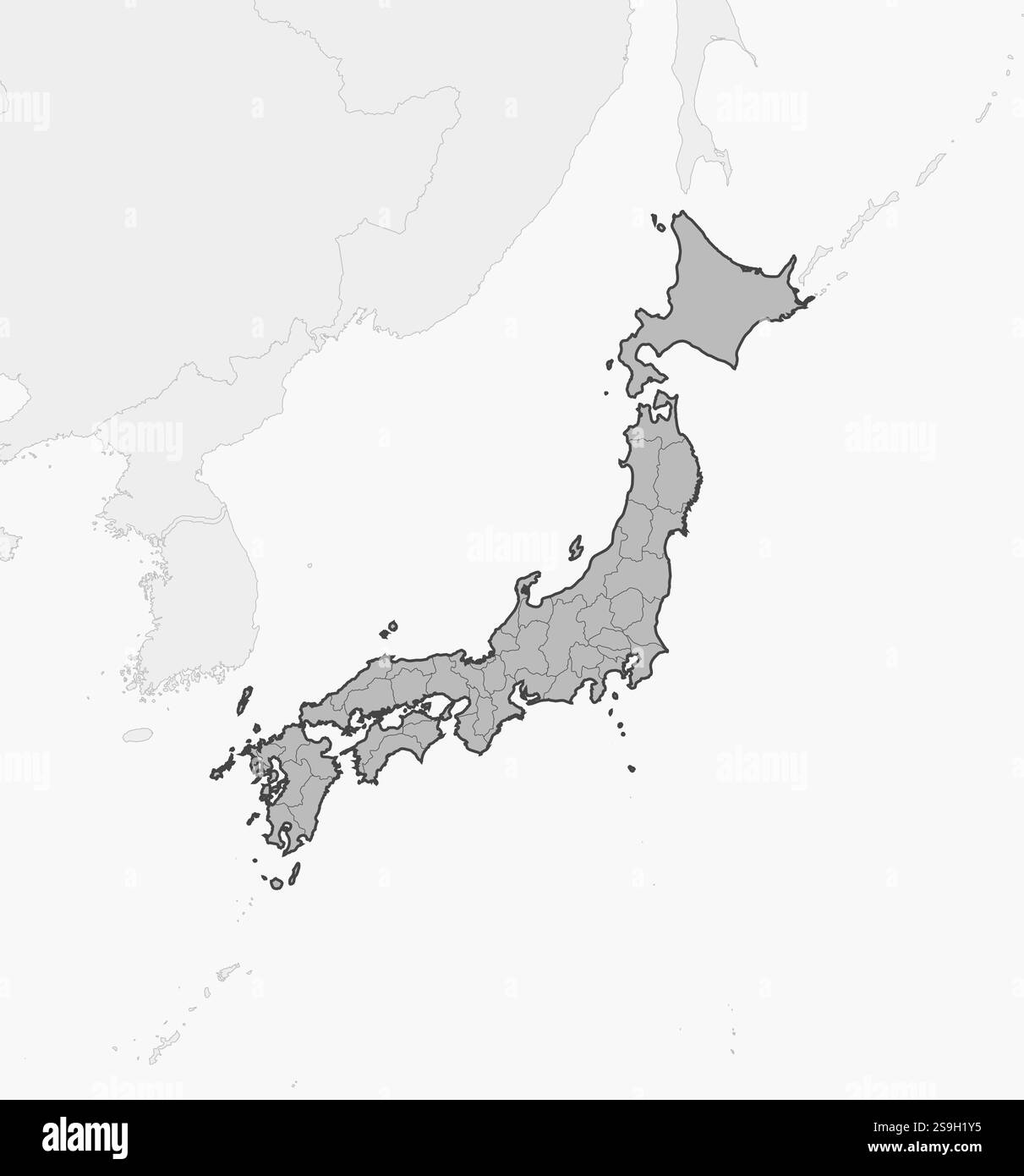Map of Japan and nearby countries, Japan is highlighted in gray Stock ...