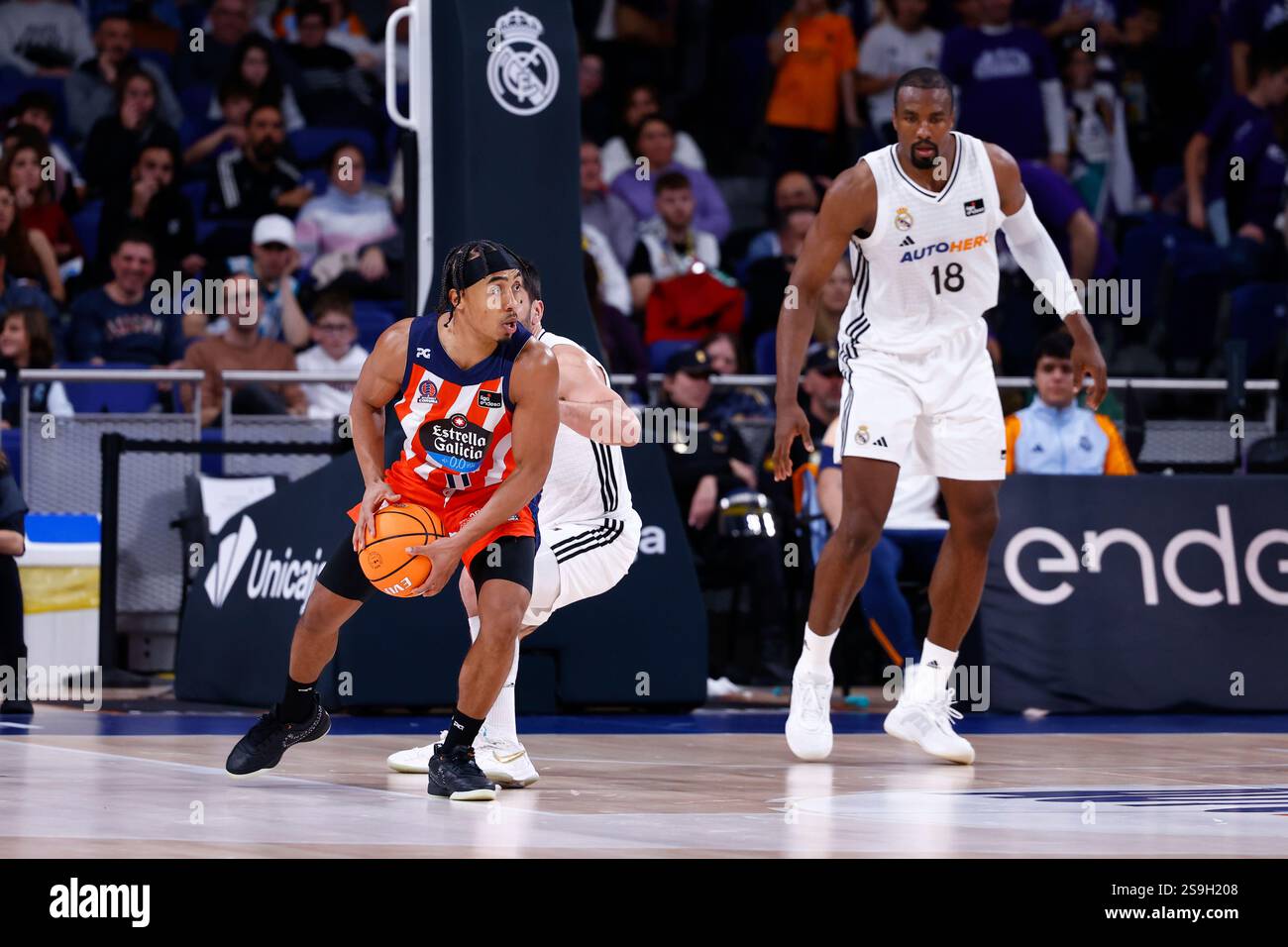 Brandon Taylor of Leyma Coruna in action during the Spanish League, Liga ACB Endesa, basketball ...