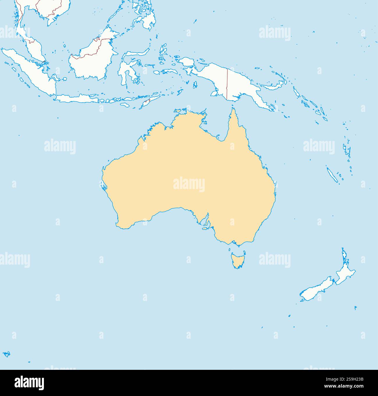 Map of Australia and nearby countries, Australia is highlighted Stock ...
