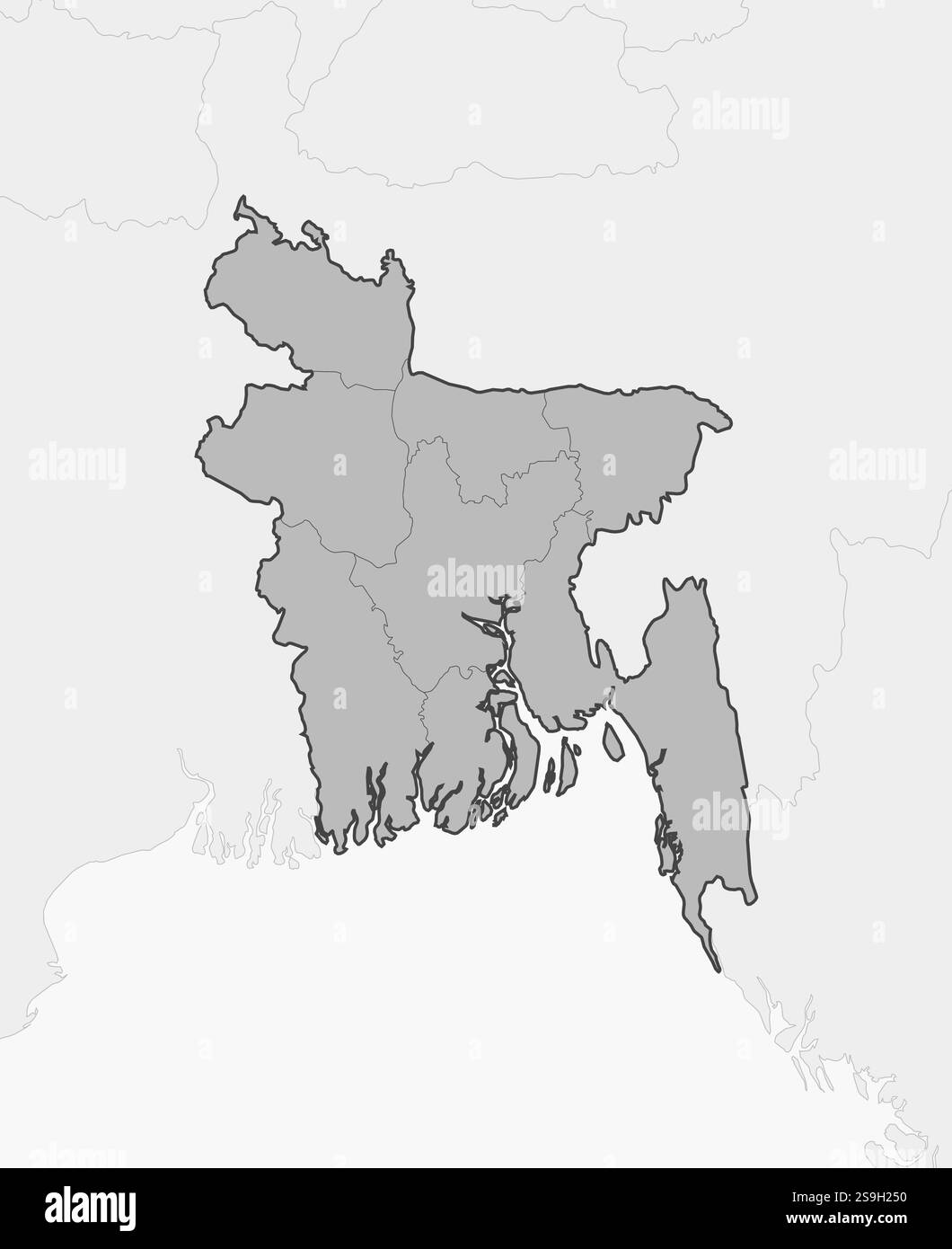 Map of Bangladesh and nearby countries, Bangladesh is highlighted in ...