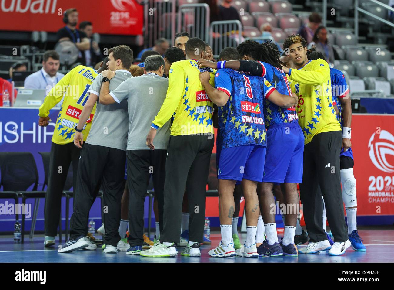 Players of Cape Verde during the 2025 IHF Men's Handball World ...