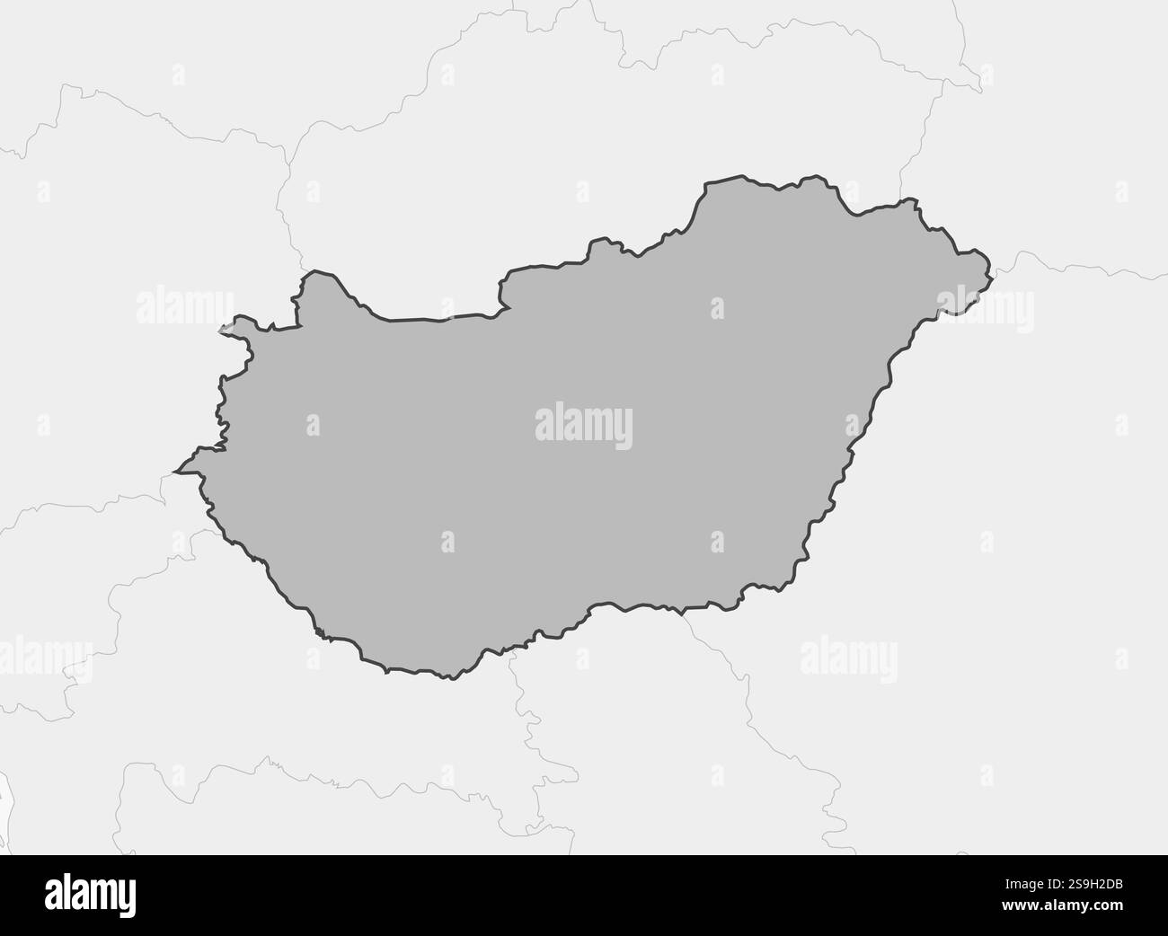 Map of Hungary and nearby countries, Hungary is highlighted in gray ...