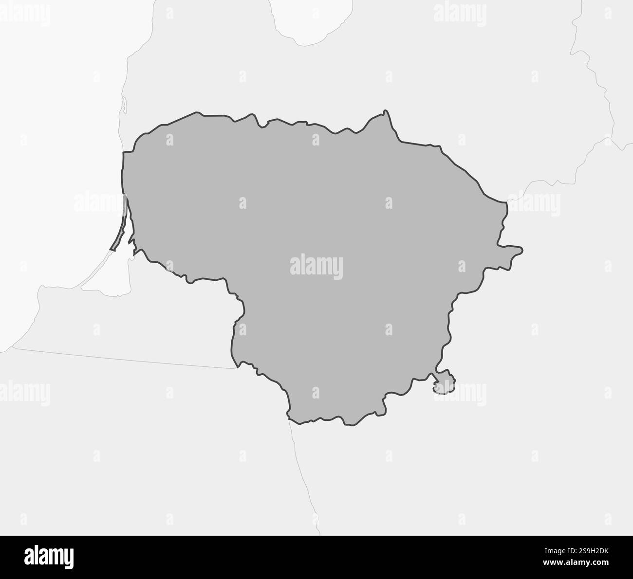 Map of Lithuania and nearby countries, Lithuania is highlighted in gray ...