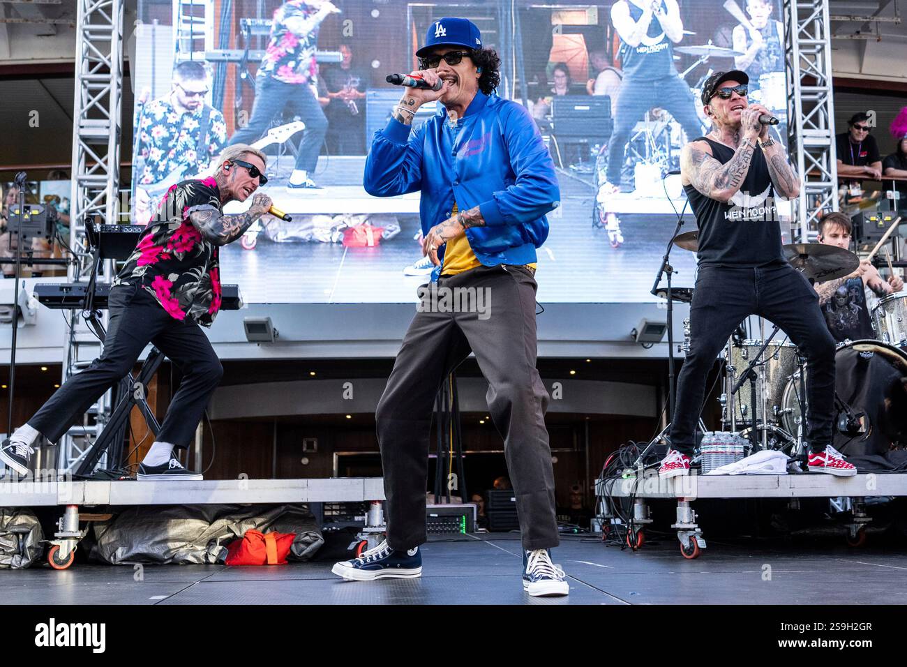 Dylan Alvarez of Hollywood Undead performs on board the Carnival Magic ...
