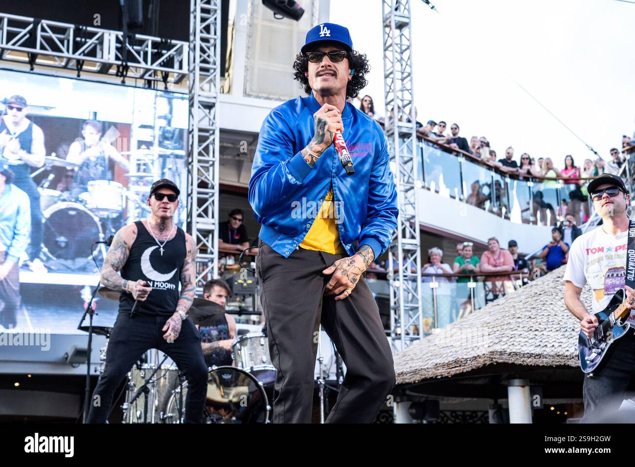 Dylan Alvarez of Hollywood Undead performs on board the Carnival Magic ...