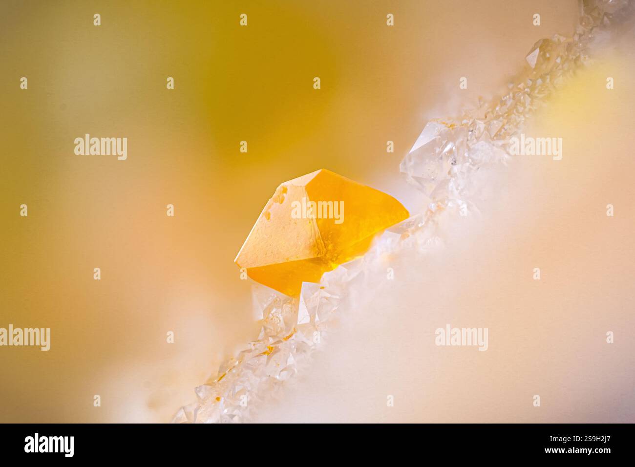 Orange Stolzite on quartz. Specimen from Clara mine, Oberwolfach ...