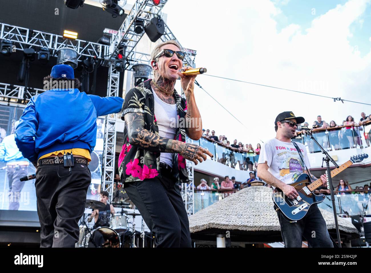 Danny Rose Murillo of Hollywood Undead performs on board the Carnival ...