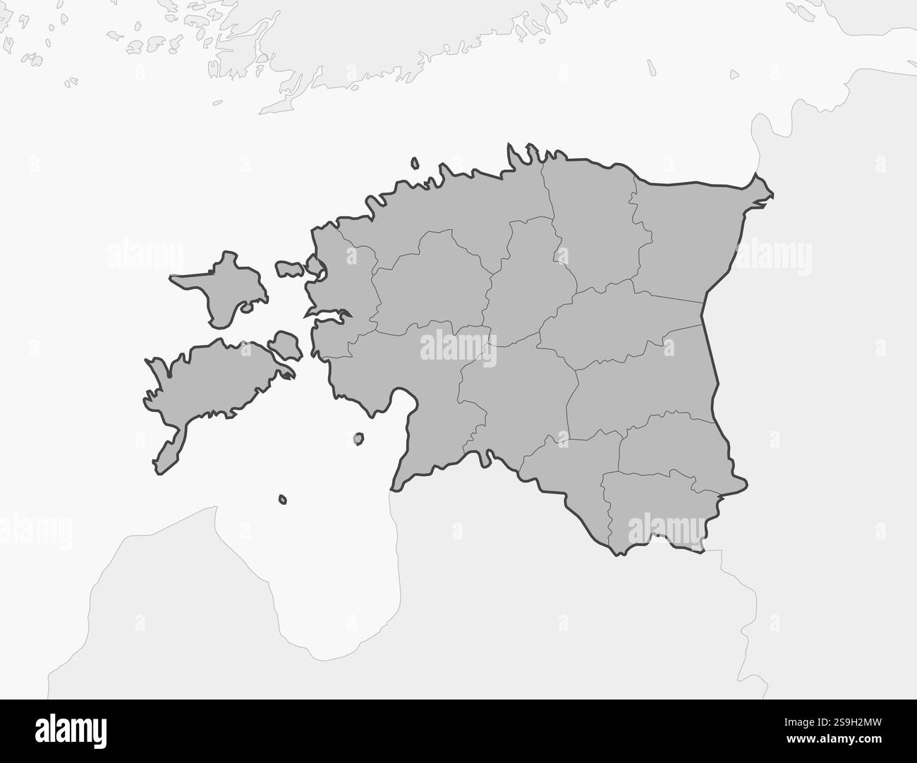 Map of Estonia and nearby countries, Estonia is highlighted in gray ...
