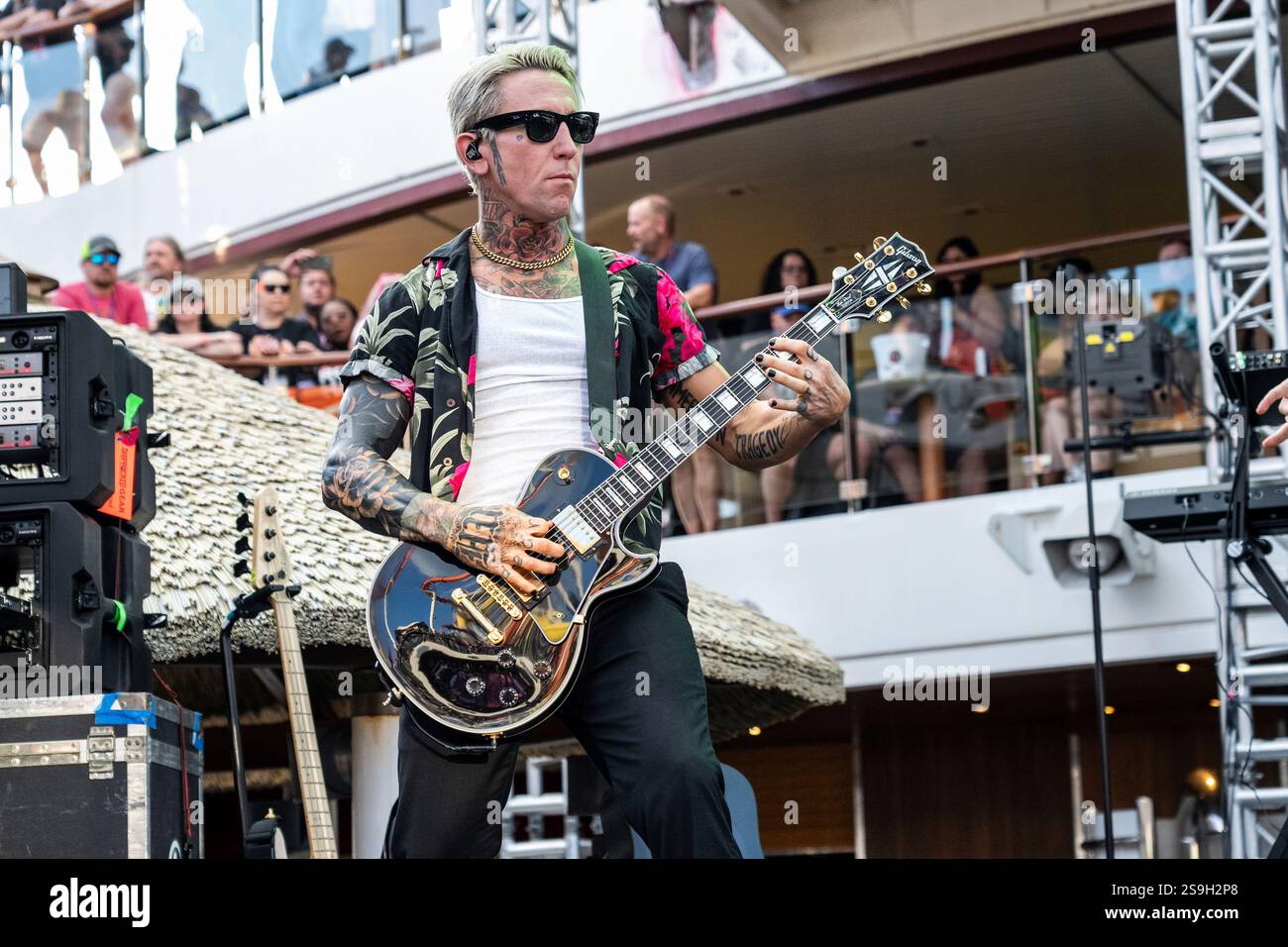 Danny Rose Murillo of Hollywood Undead performs on board the Carnival ...
