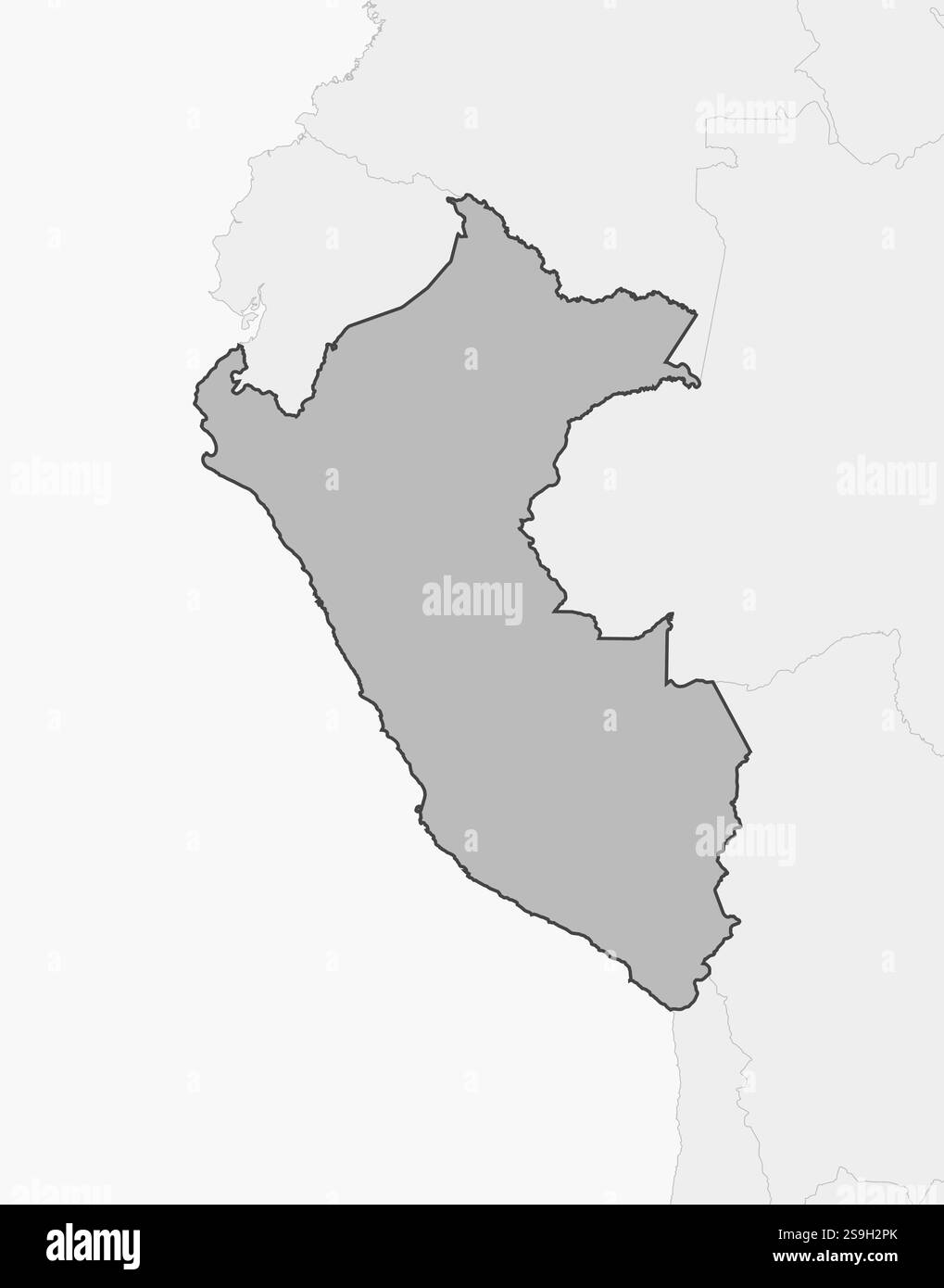 Map of Peru and nearby countries, Peru is highlighted in gray Stock ...