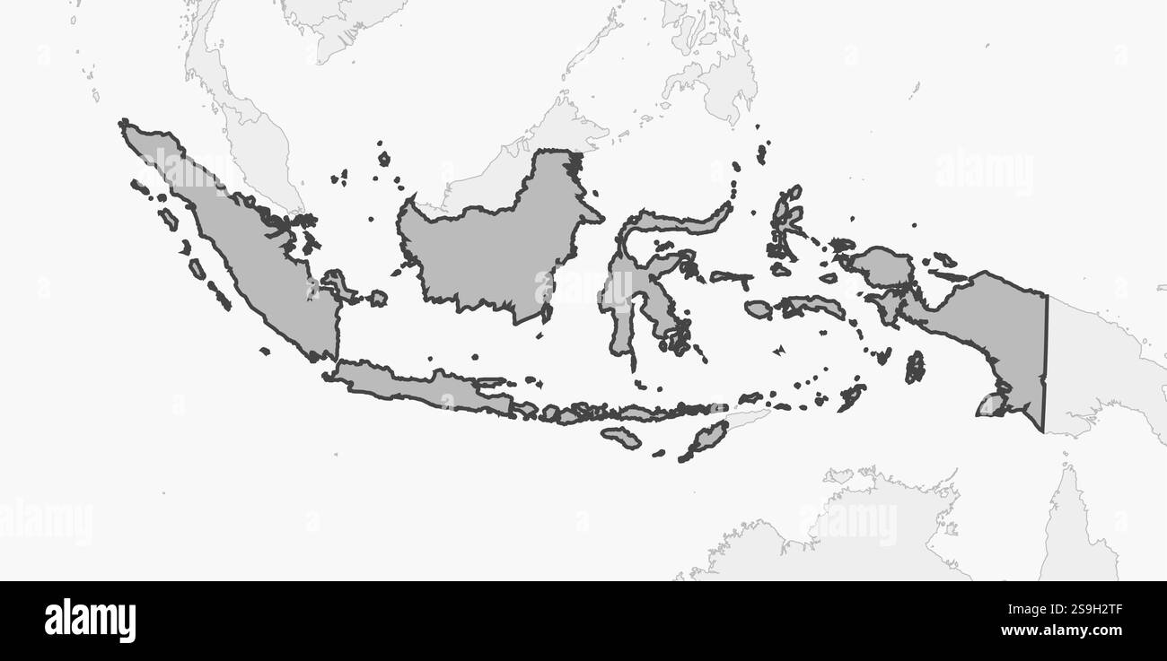 Map of Indonesia and nearby countries, Indonesia is highlighted in gray ...