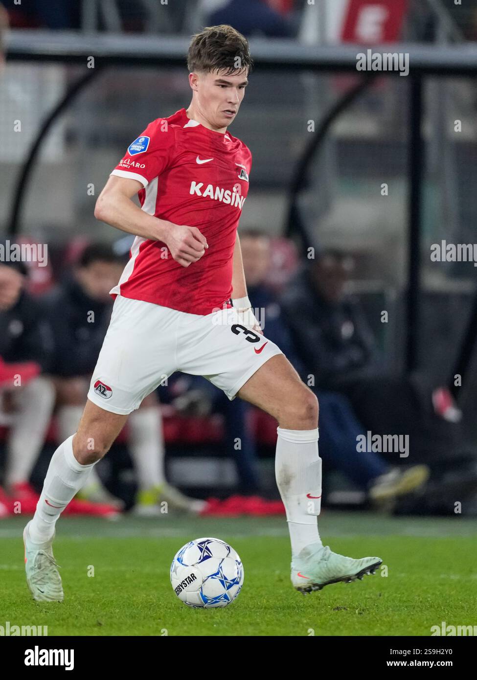 ALKMAAR, NETHERLANDS - JANUARY 26: Wouter Goes of AZ runs with the ball ...
