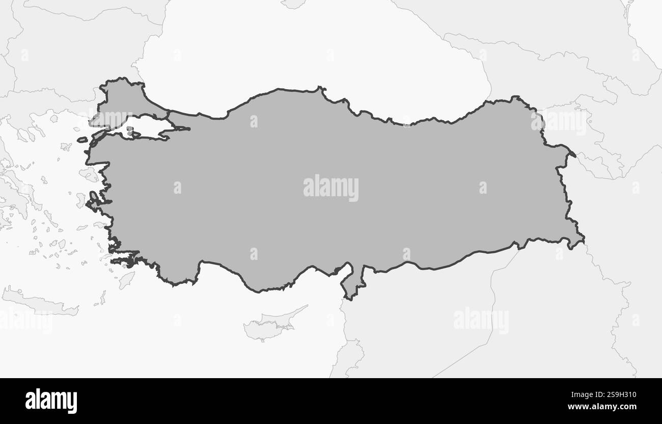 Map of Turkey and nearby countries, Turkey is highlighted in gray Stock ...