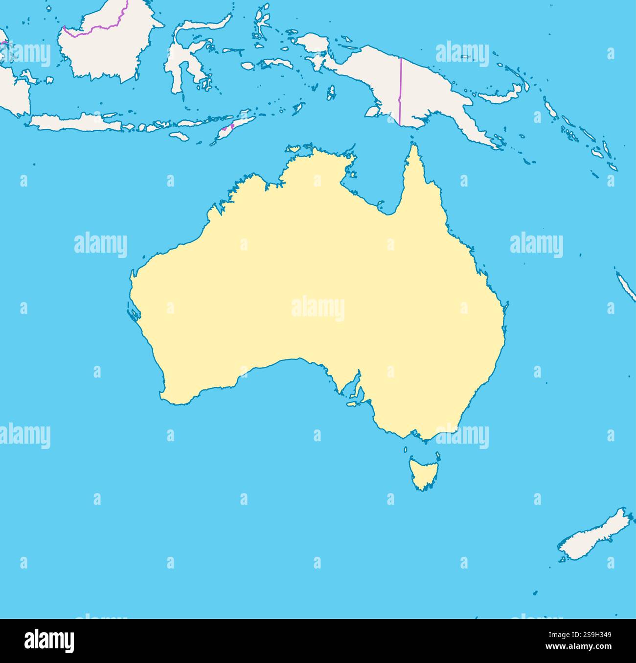 Map of Australia and nearby countries, Australia is highlighted Stock ...