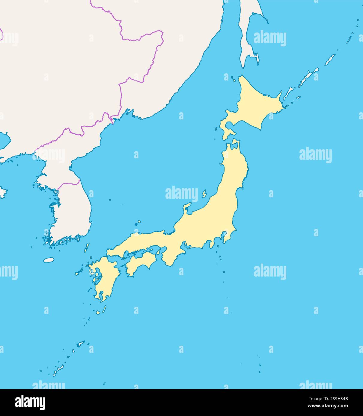 Map of Japan and nearby countries, Japan is highlighted Stock Vector ...