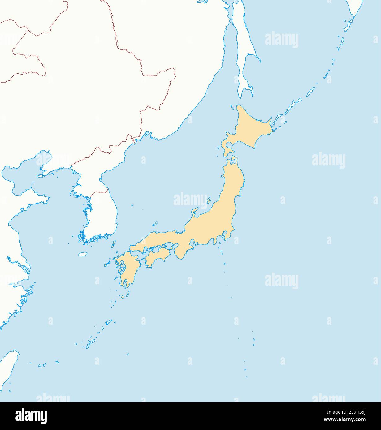 Map of Japan and nearby countries, Japan is highlighted Stock Vector ...