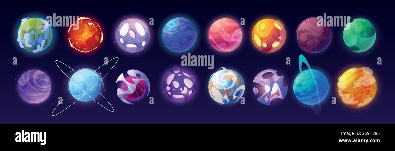 Space icons. Galaxy planets. Solar system. Earth and Mars. Game ...