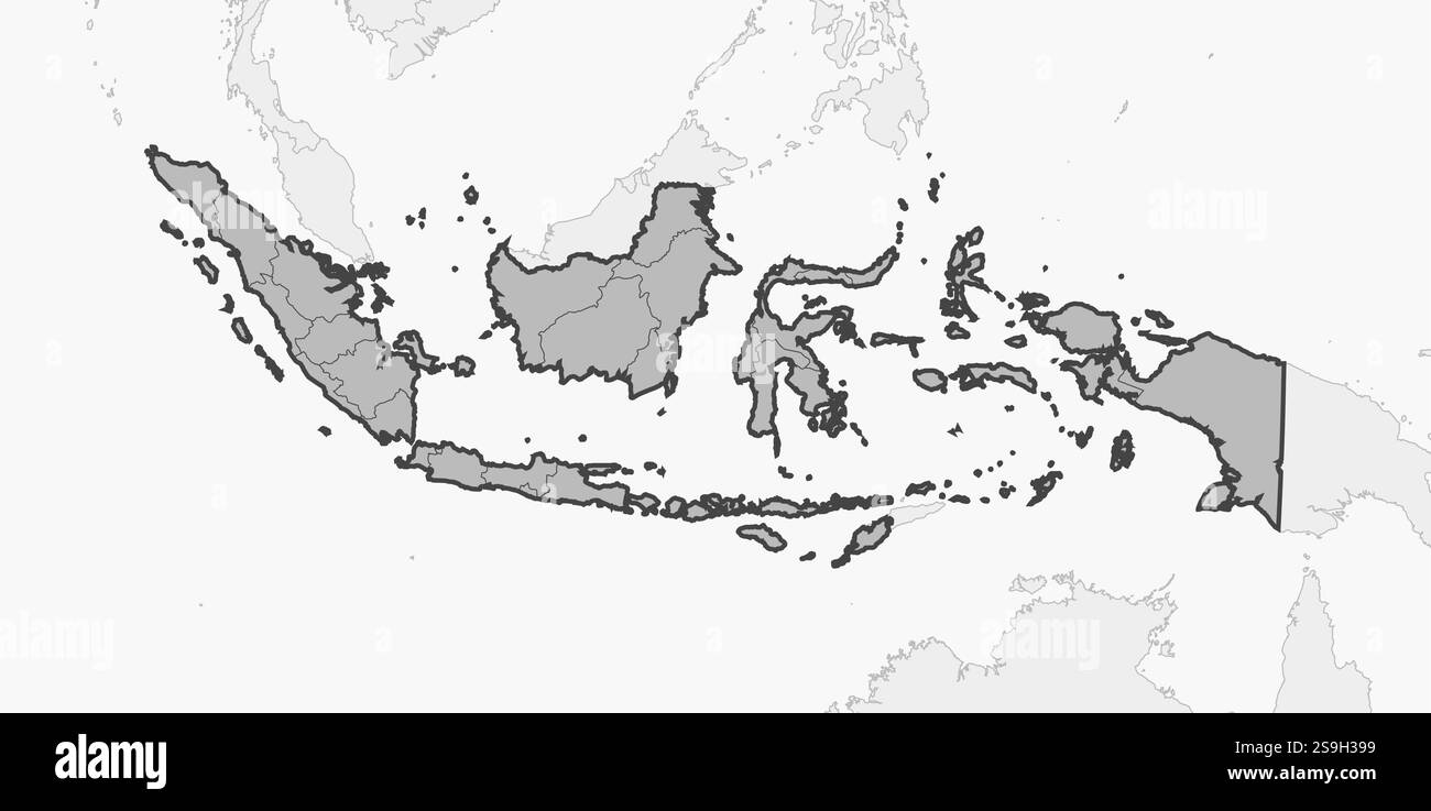 Map of Indonesia and nearby countries, Indonesia is highlighted in gray ...