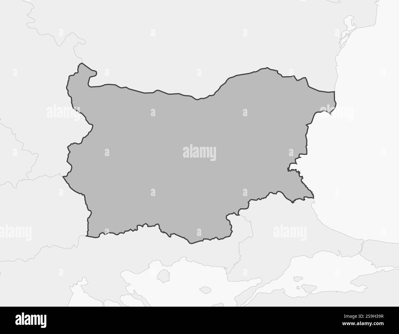 Map of Bulgaria and nearby countries, Bulgaria is highlighted in gray ...