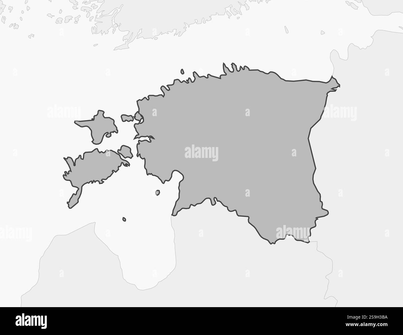 Map of Estonia and nearby countries, Estonia is highlighted in gray ...