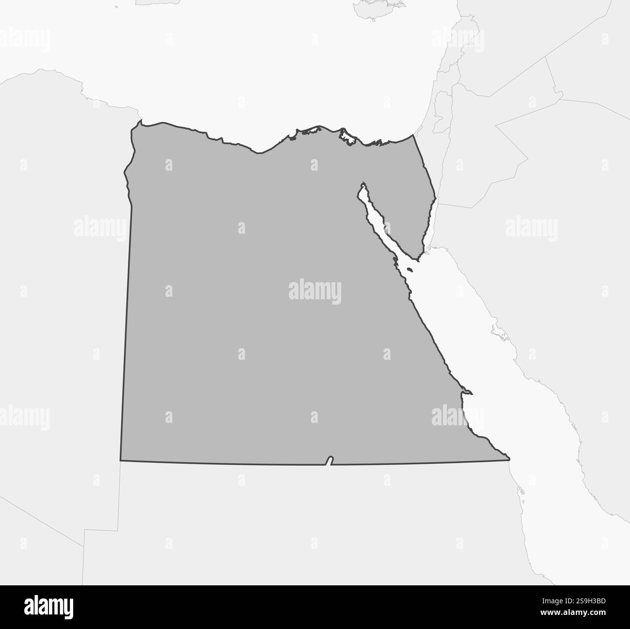Map of Egypt and nearby countries, Egypt is highlighted in gray Stock ...