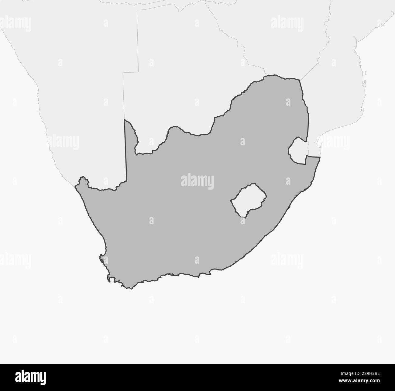 Map of South Africa and nearby countries, South Africa is highlighted ...