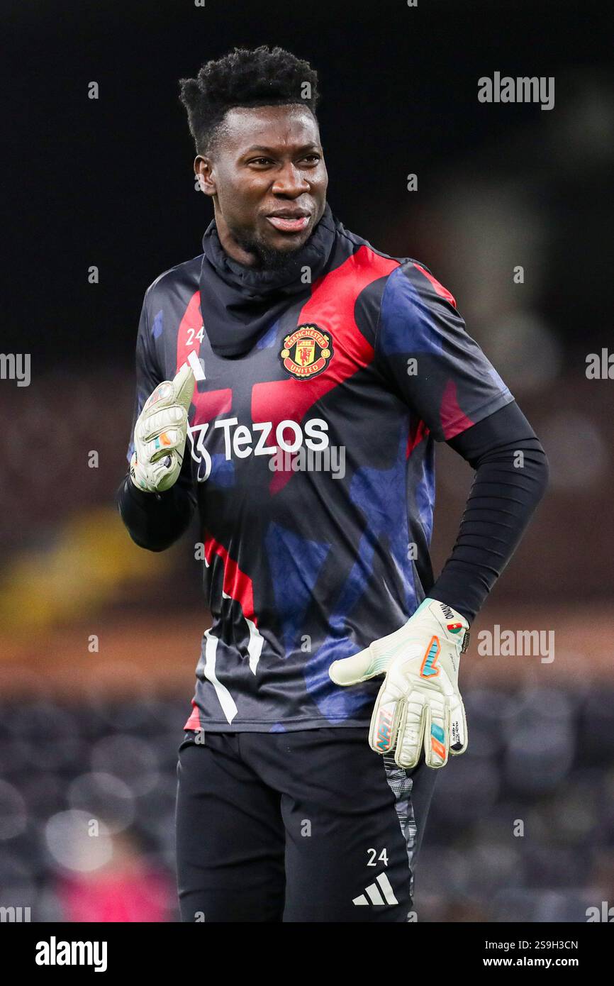 London, UK. 26th Jan, 2025. Manchester United goalkeeper Andre Onana ...