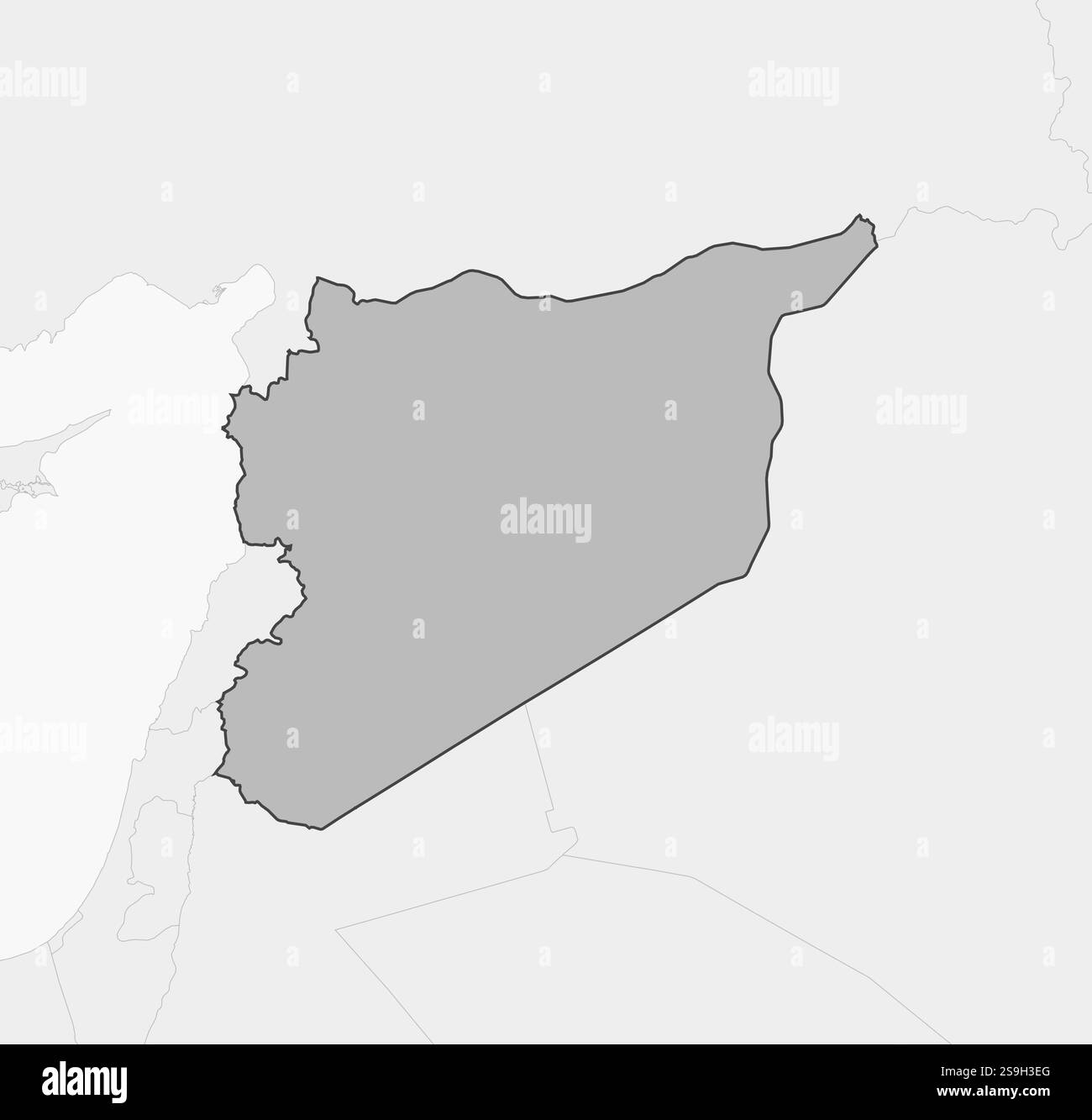 Map of Syria and nearby countries, Syria is highlighted in gray Stock ...