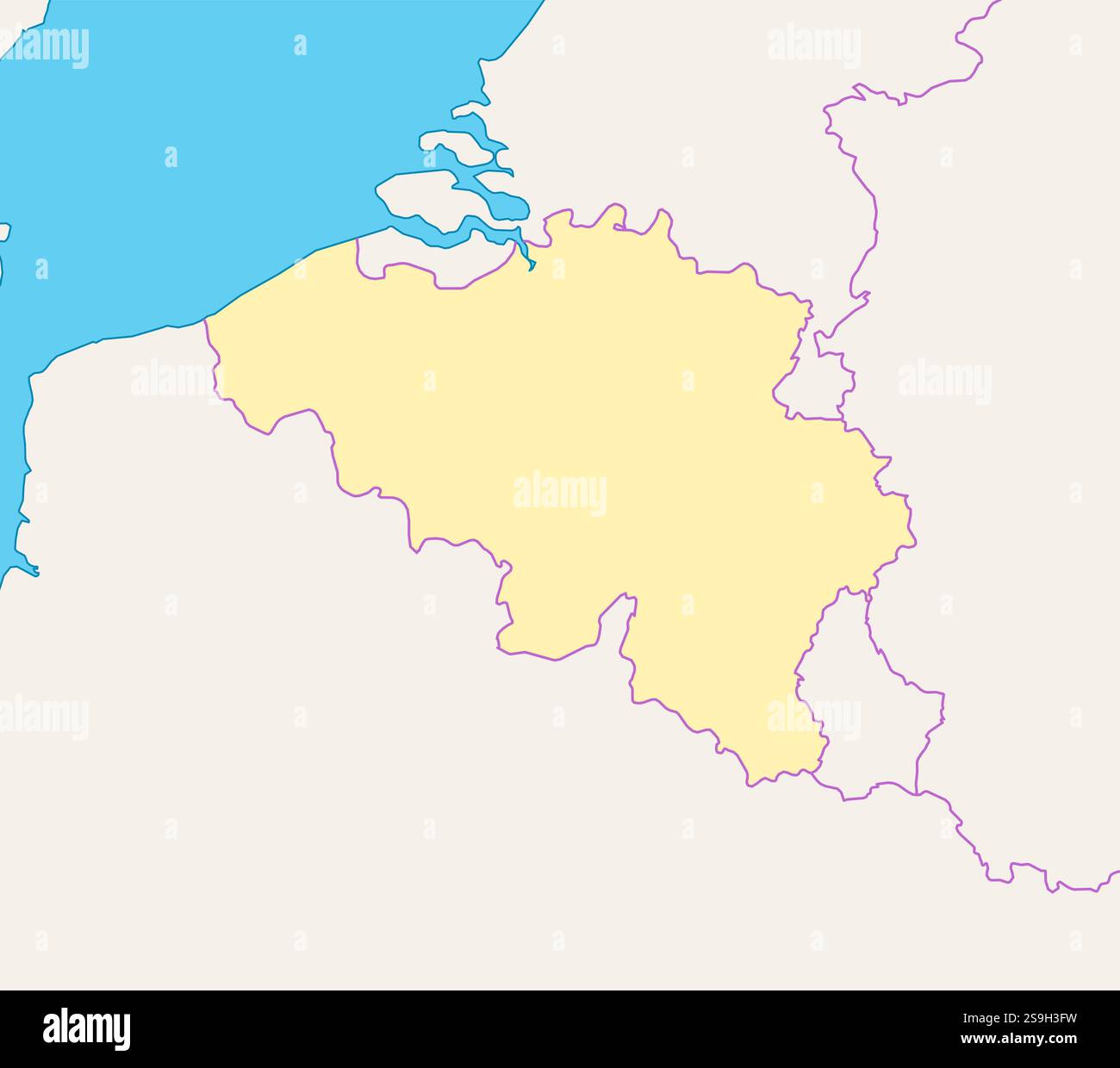 Map of Belgium and nearby countries, Belgium is highlighted Stock ...