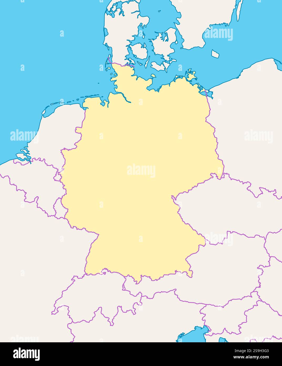 Map of Germany and nearby countries, Germany is highlighted Stock ...