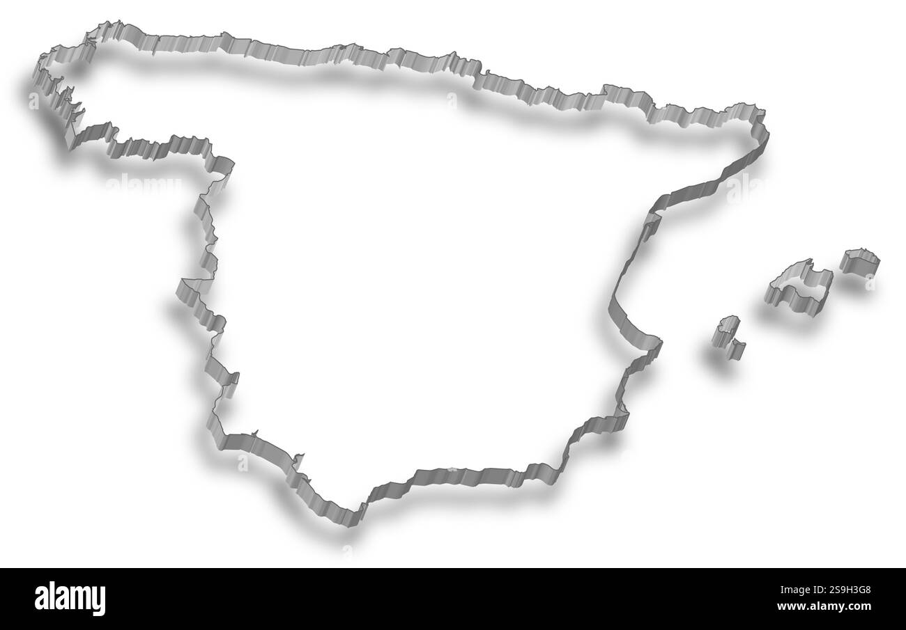 Map of Spain, the Contour is designed as a wall Stock Vector Image ...