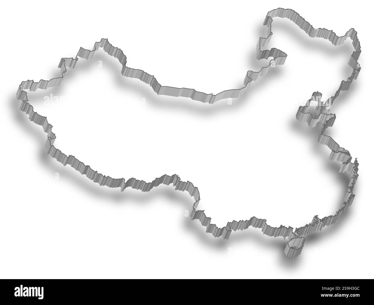 Map of China, the Contour is designed as a wall Stock Vector Image ...