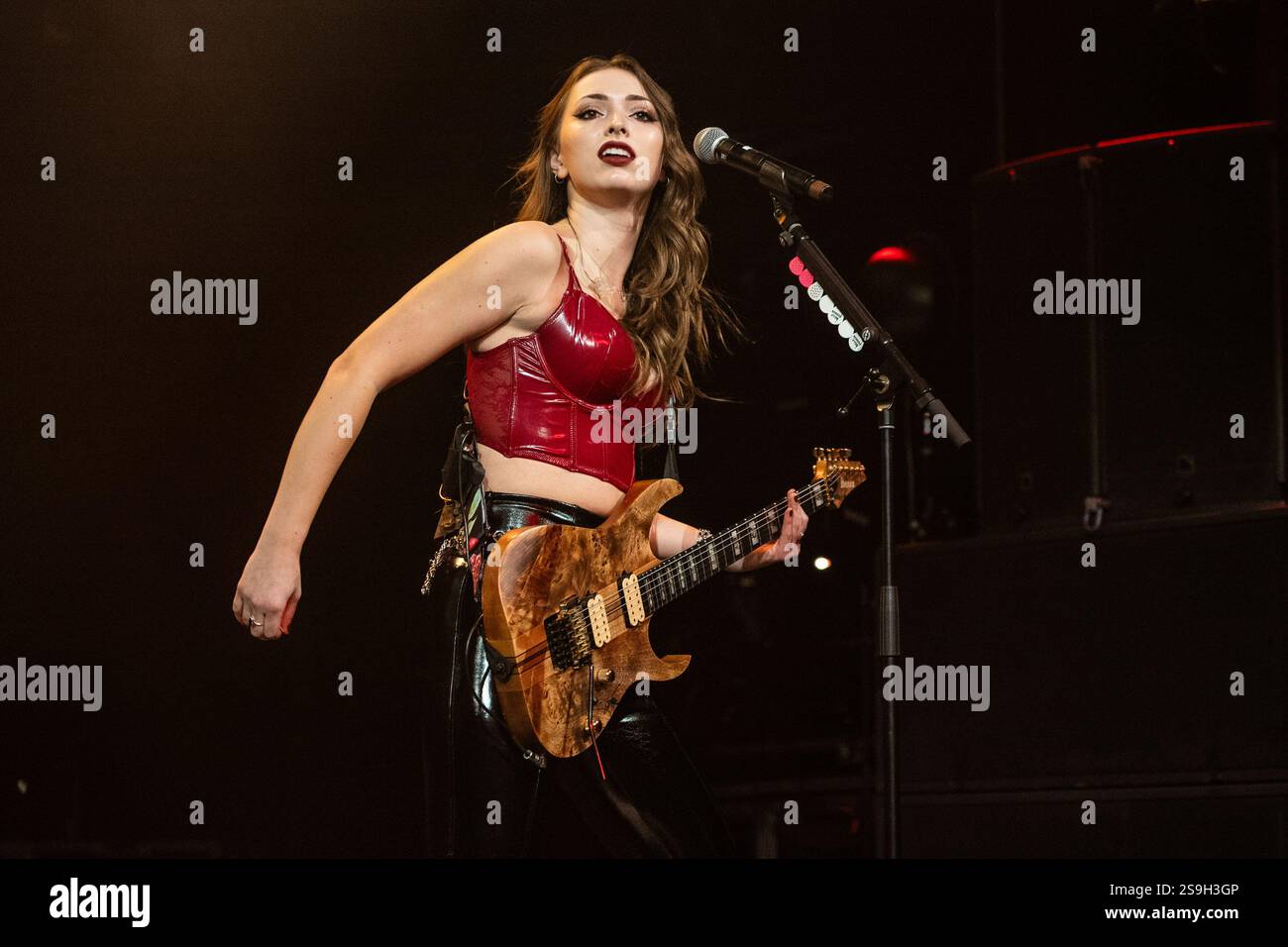 Bella Perron of Plush performs on board the Carnival Magic during day ...