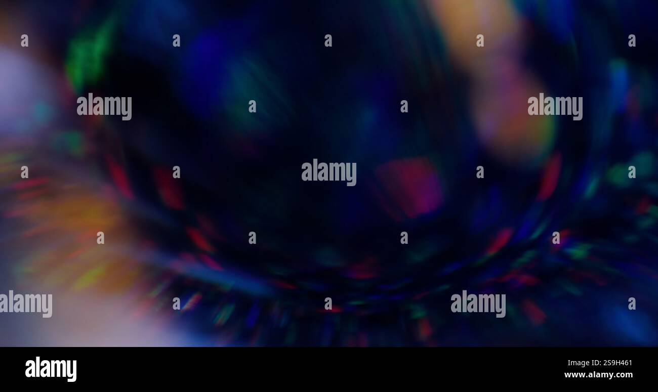 Defocused fragmented light. Festive dispersion. Refraction color flare ...