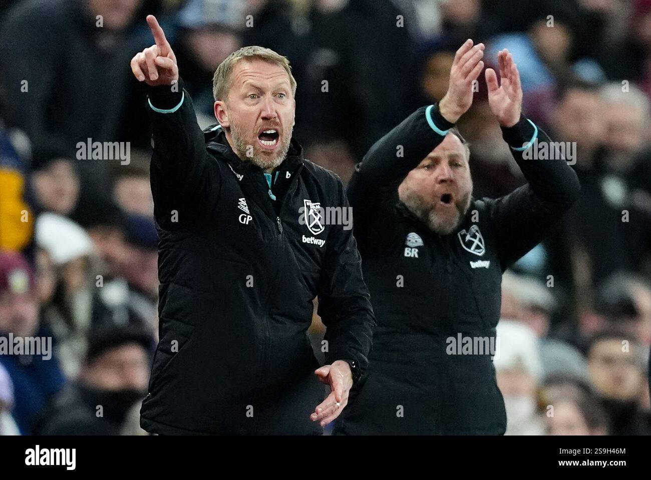 West Ham United manager Graham Potter (left) and assistant coach Billy ...