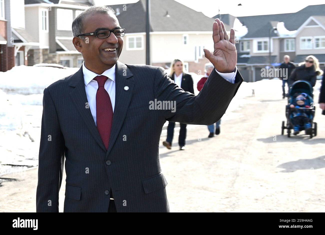 Liberal MP Chandra Arya walks to a press conference highlighting the ...
