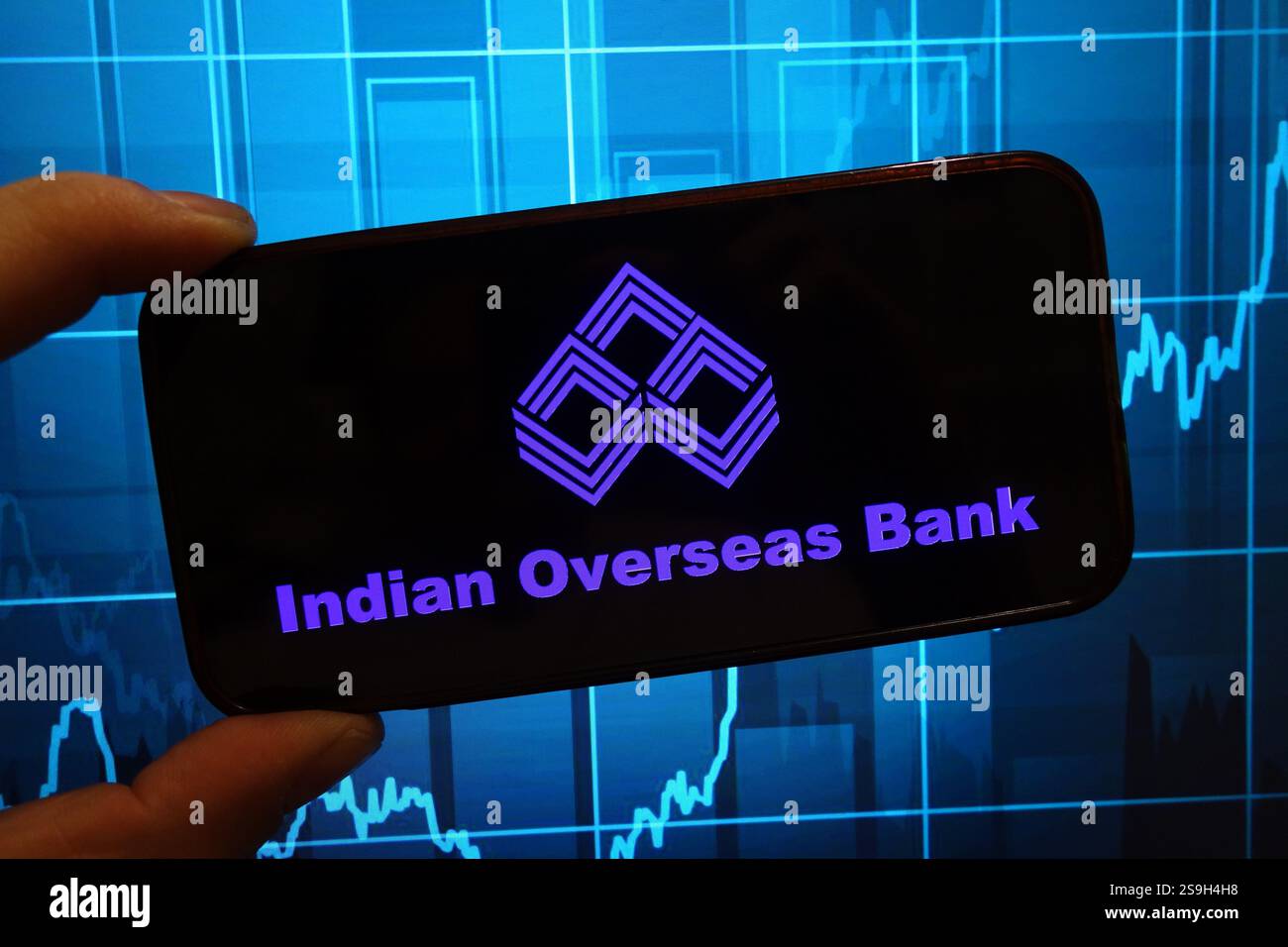 In this photo illustration, the Indian Overseas Bank company logo is ...
