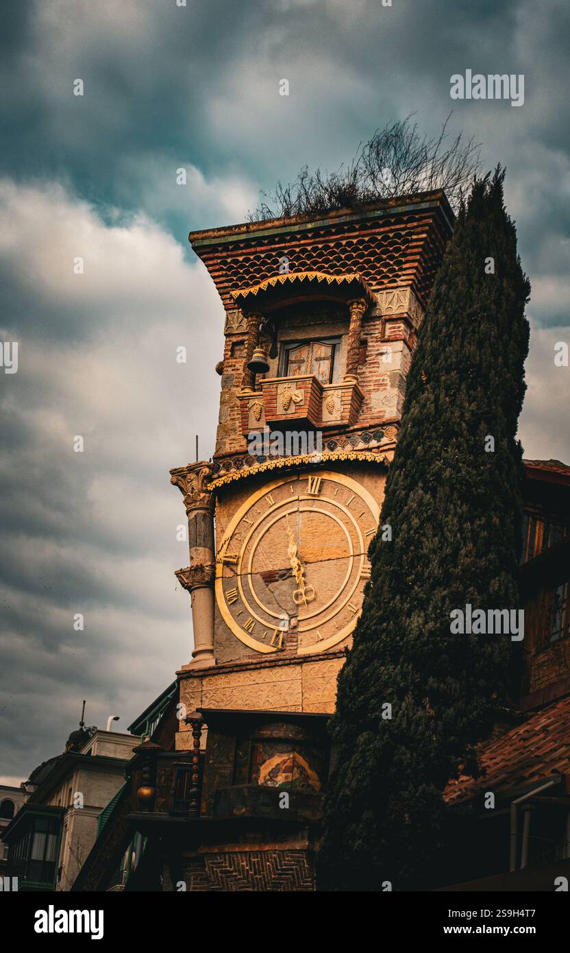 Historic Clock Tower with Unique Architecture Stock Photo - Alamy