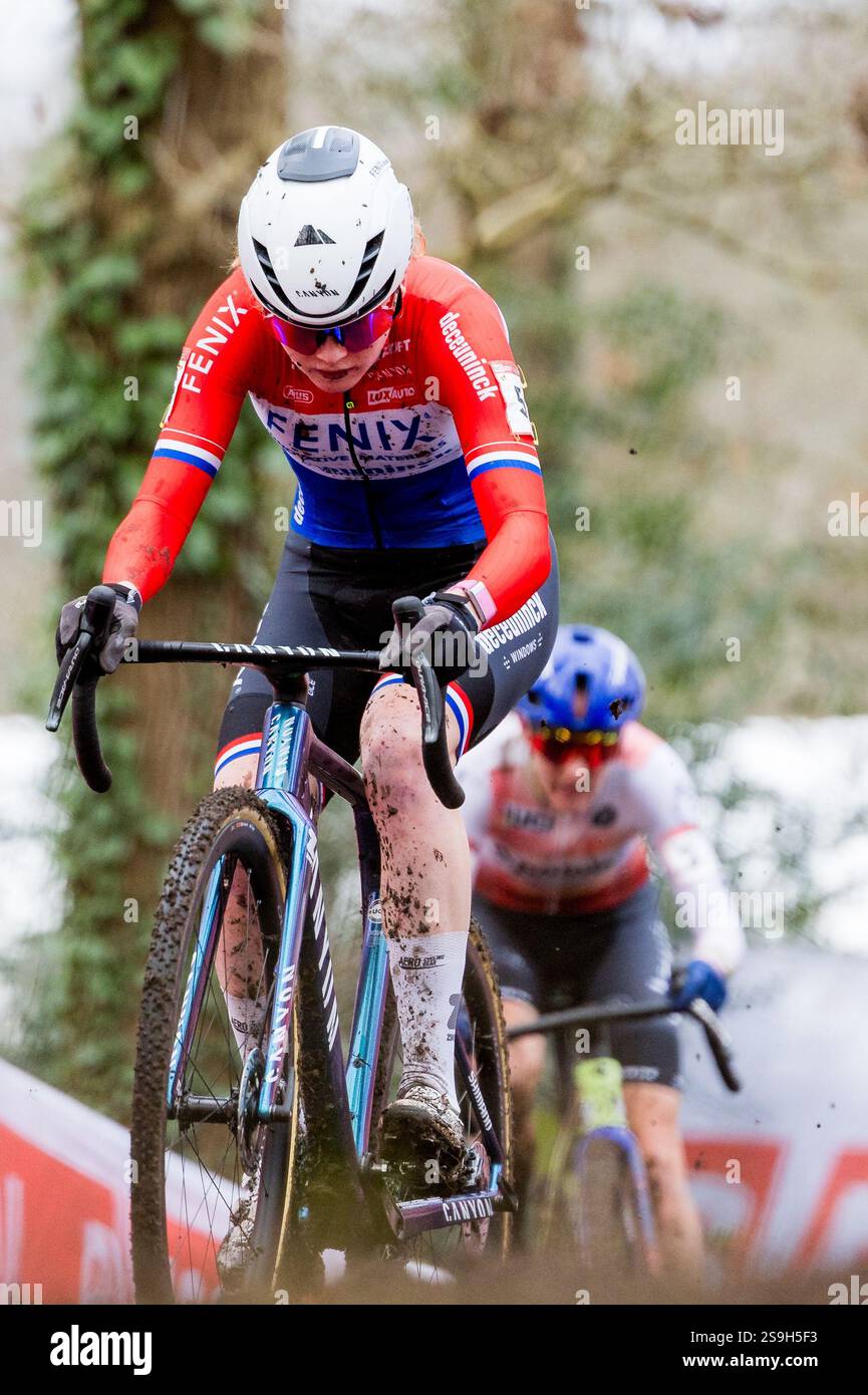 Dutch Puck Pieterse pictured in action during the women's elite race at ...