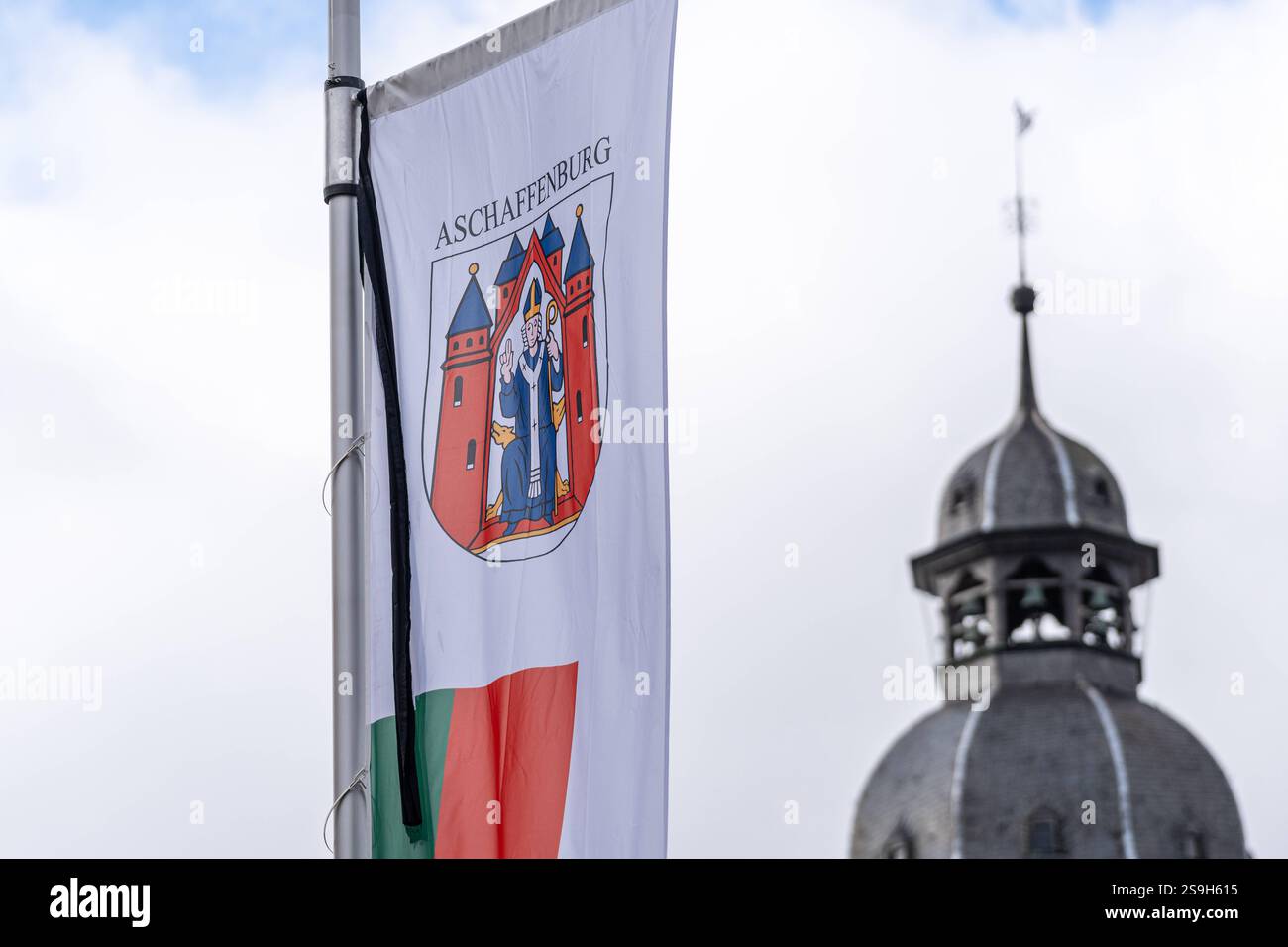 Aschaffenburg, Bavaria, Germany - January 26, 2025: The flags of ...