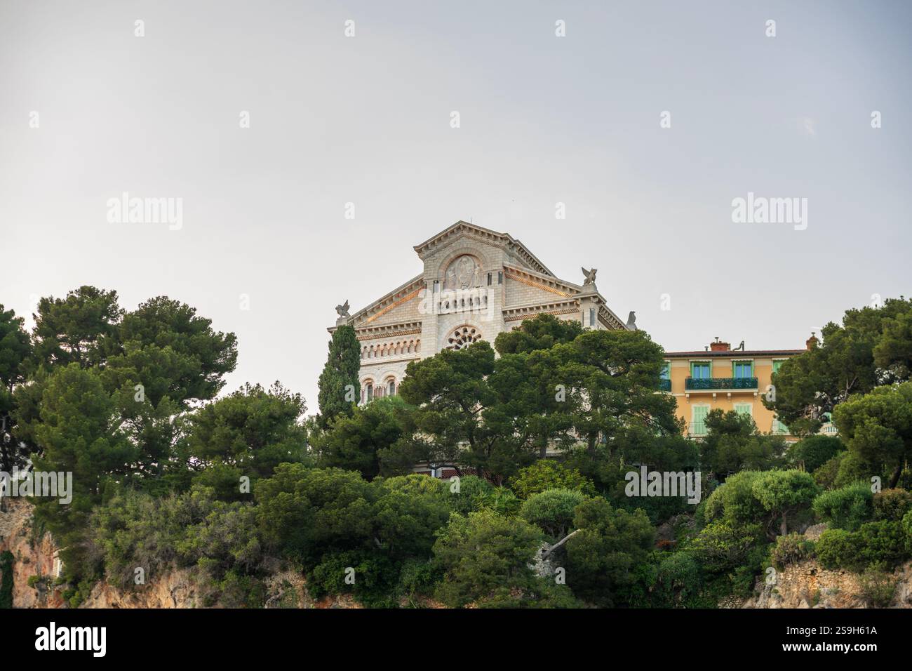 Colorful Mediterranean house facades of luxury buildings with ornate ...