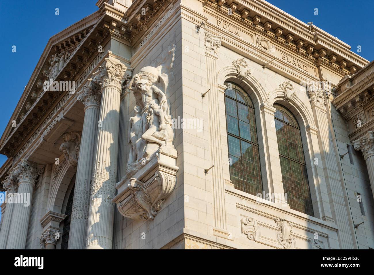 Colorful Mediterranean house facades of luxury buildings with ornate ...
