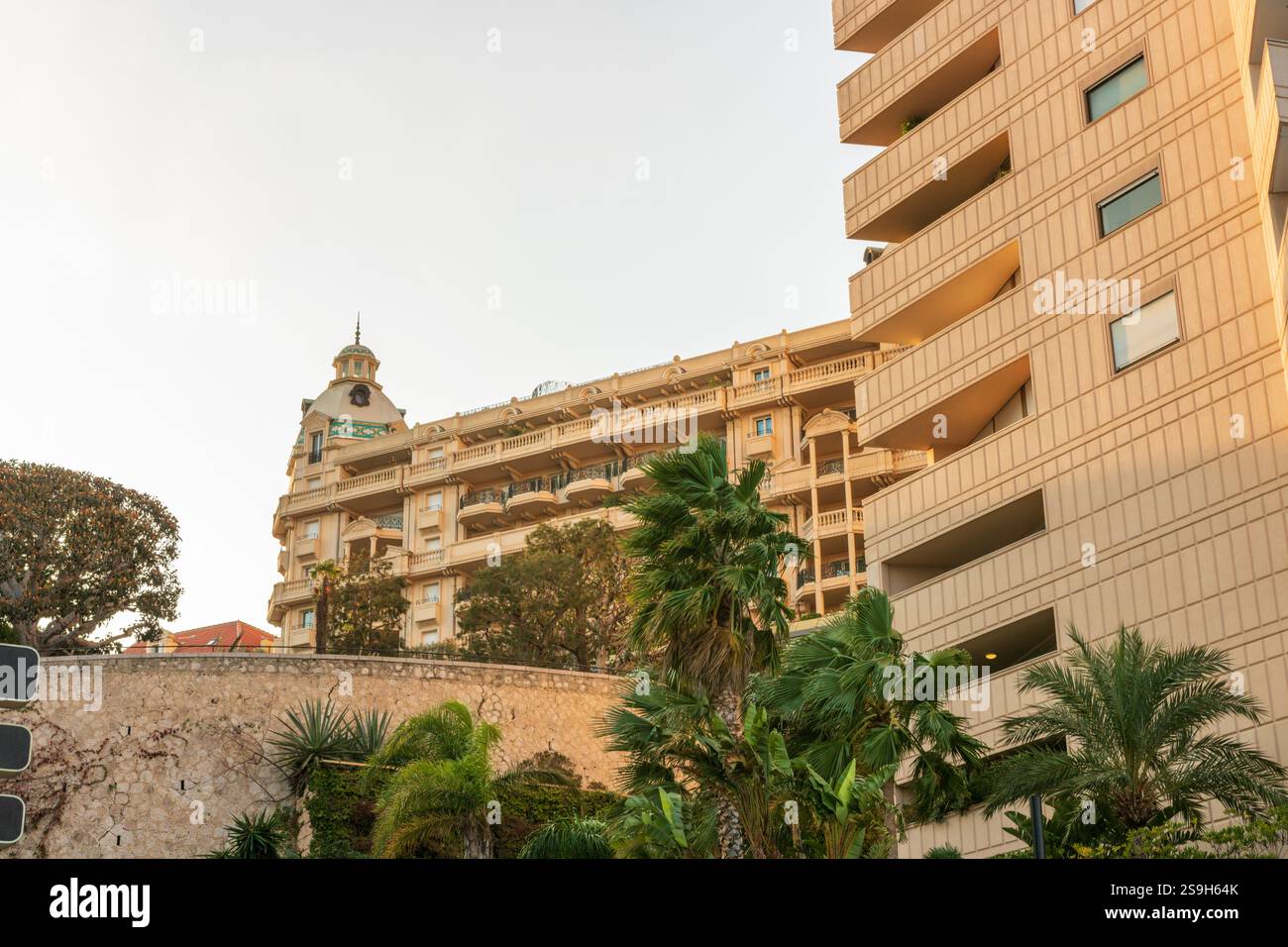 Colorful Mediterranean house facades of luxury buildings with ornate ...